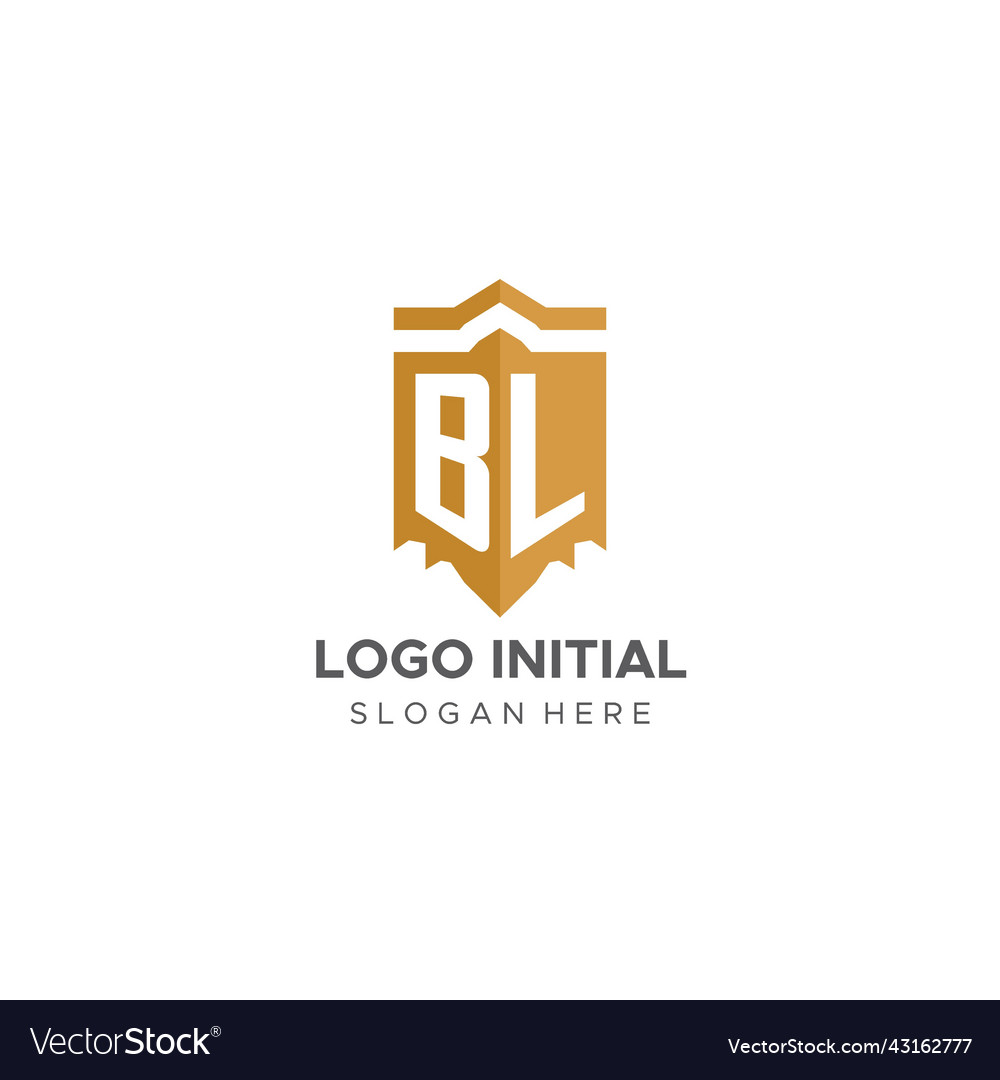 Monogram bl logo with shield geometric shape Vector Image Monogram bl logo with shield geometric shape Vector Image