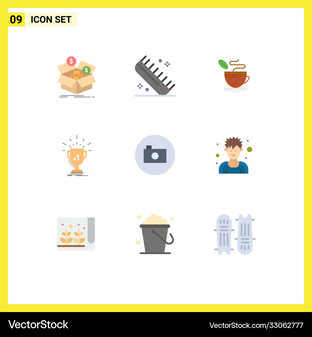 Pack 9 modern flat colors signs and symbols Vector Image