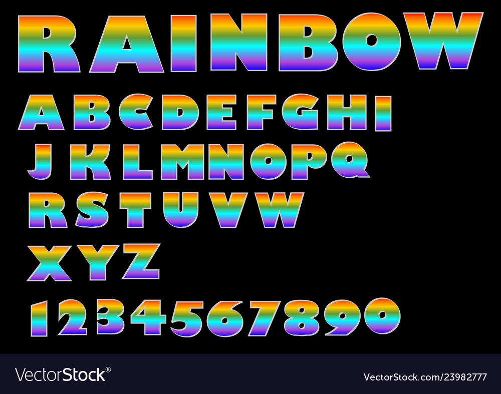 Rainbow massive font upper case in vivid colors Vector Image