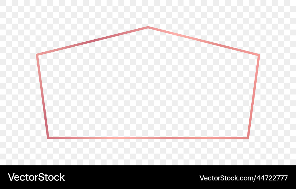 Rose gold glowing tetragon shape frame Royalty Free Vector