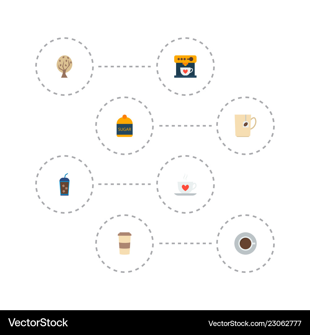 Set beverage icons flat style symbols Royalty Free Vector