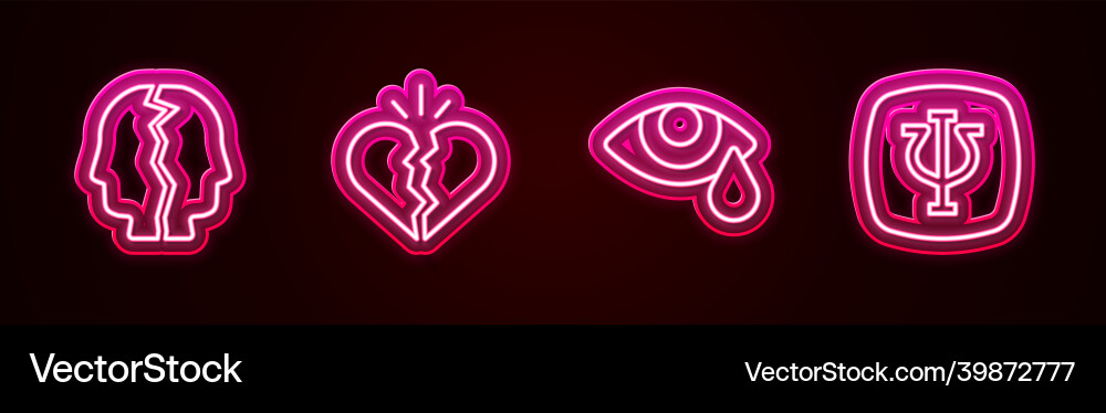 Set line bipolar disorder broken heart divorce Vector Image