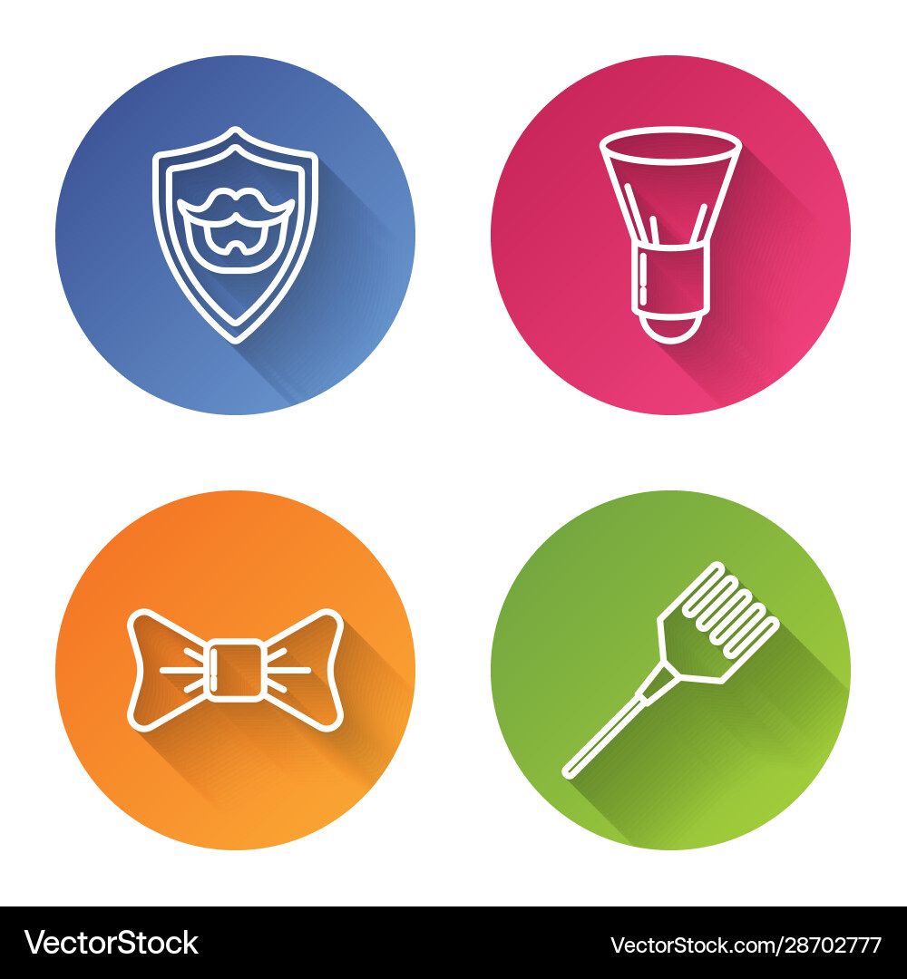 Set line mustache and beard on shield shaving Vector Image