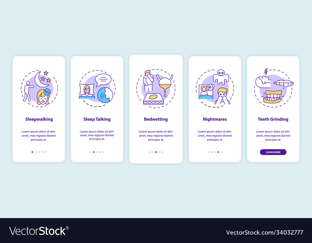 Sleep Problems Onboarding Mobile App Page Screen Vector Image