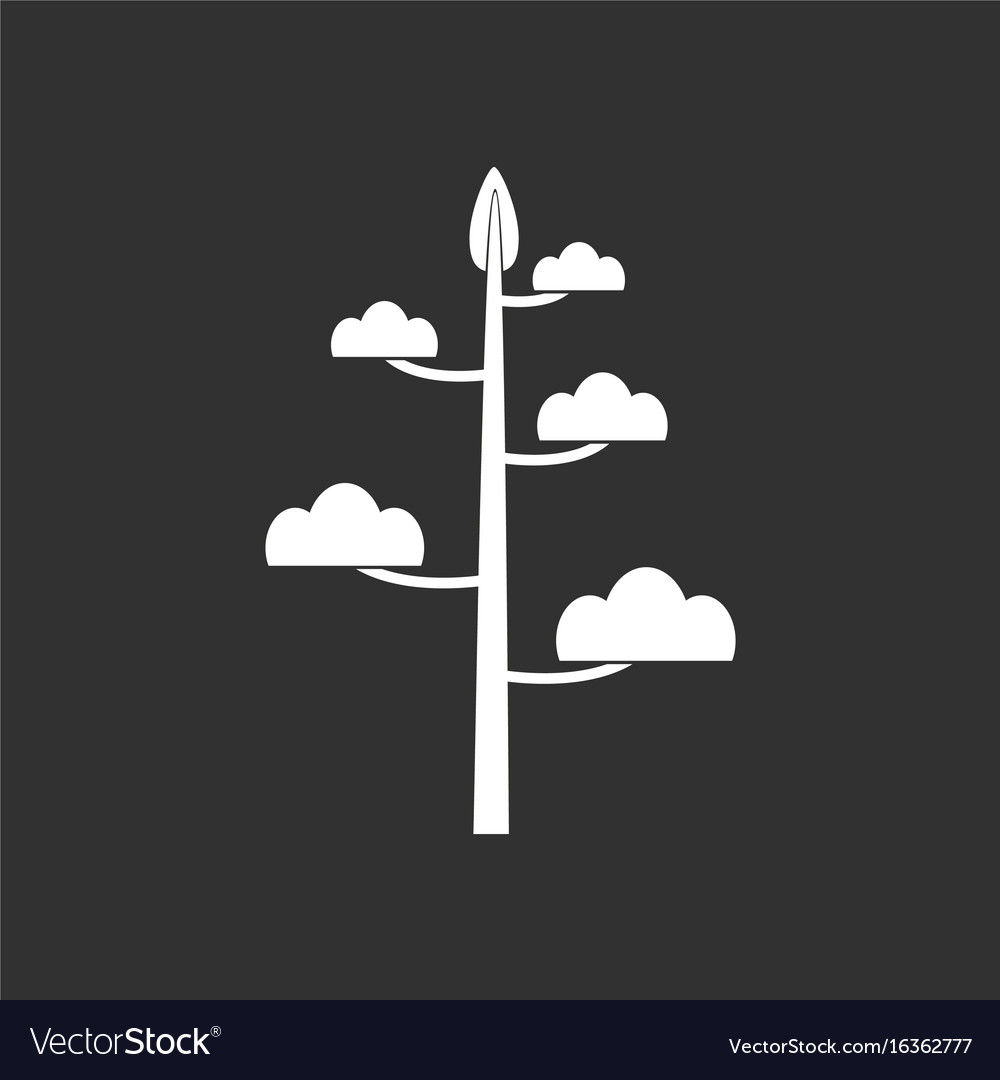 White icon on black background simple tree Vector Image