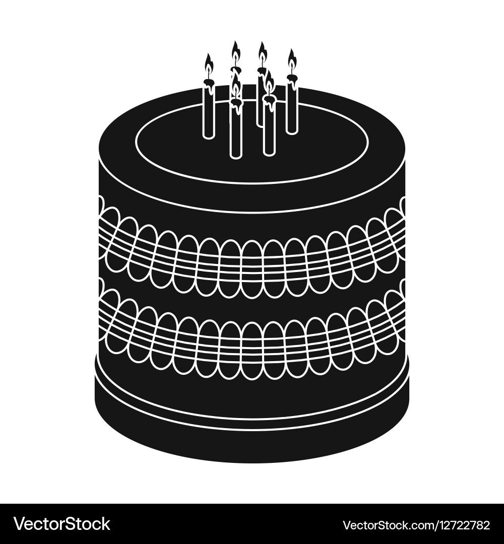 Bicolor cake icon in black style isolated on white