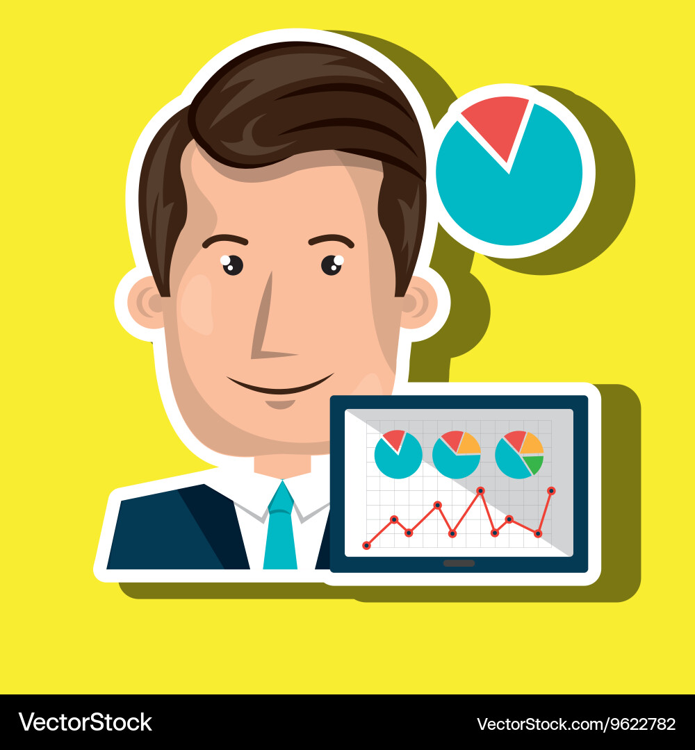 Businessperson with statistic graph isolated icon Vector Image