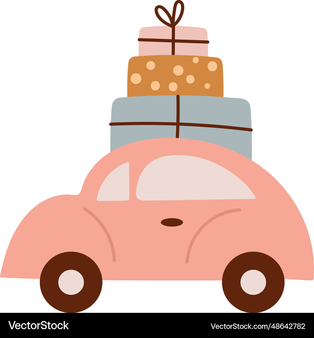 Car with christmas gifts Royalty Free Vector Image