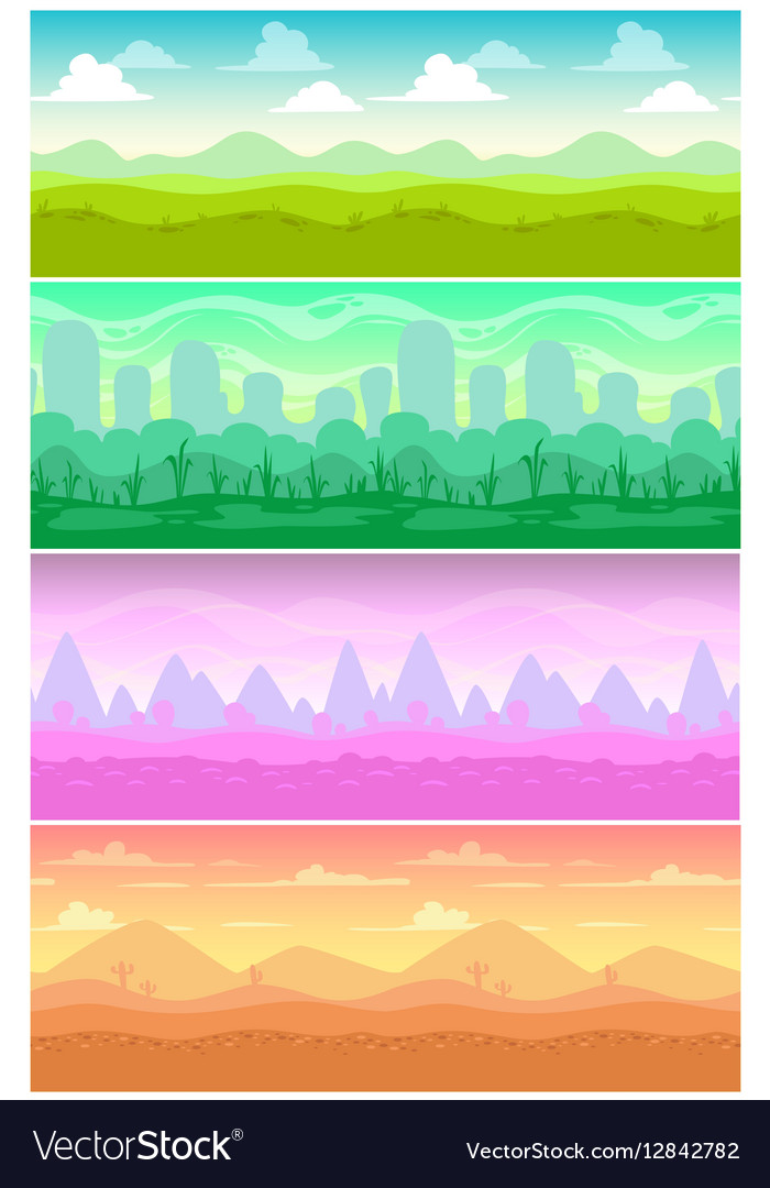Colorful seamless landscapes set Royalty Free Vector Image
