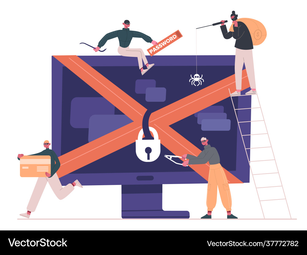 Cyber criminals and hackers internet Royalty Free Vector