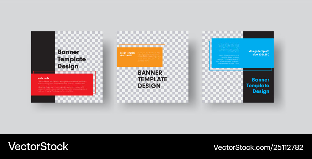 Design square web banners with place for photo Vector Image
