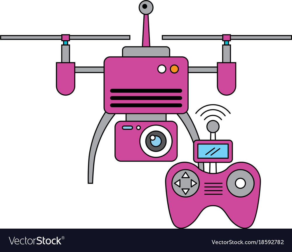 Drone with remote control device technologies Vector Image