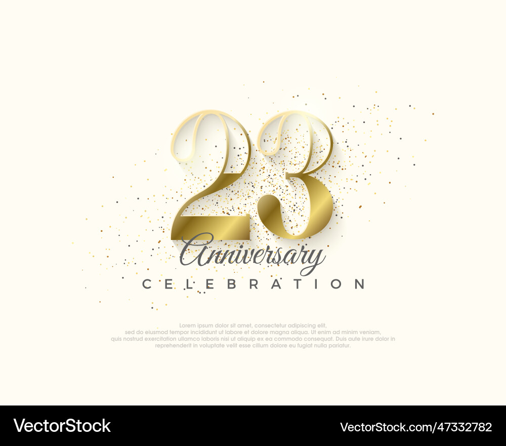 Elegant and luxurious 23rd anniversary design Vector Image