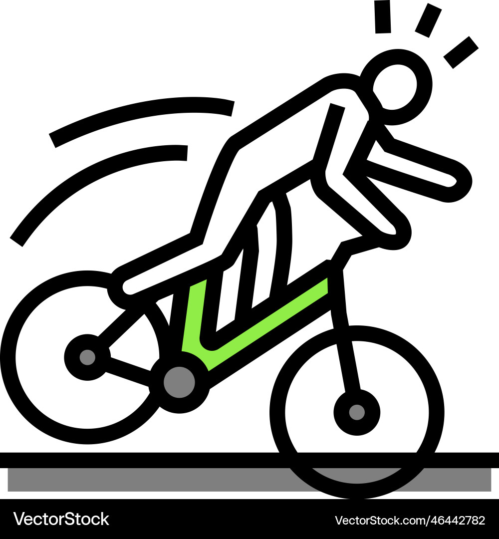 Fall bike man accident color icon Royalty Free Vector Image