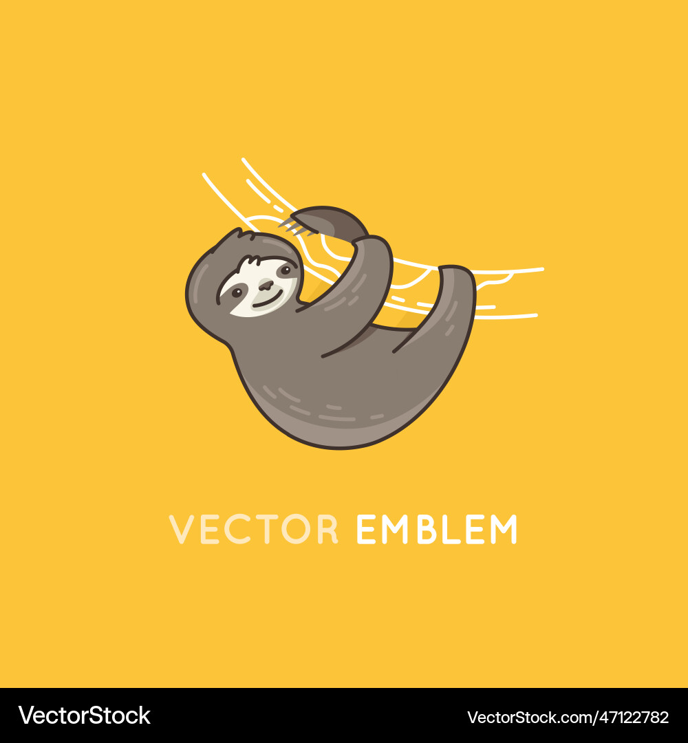 Funny sloth character smiling and hanging Vector Image