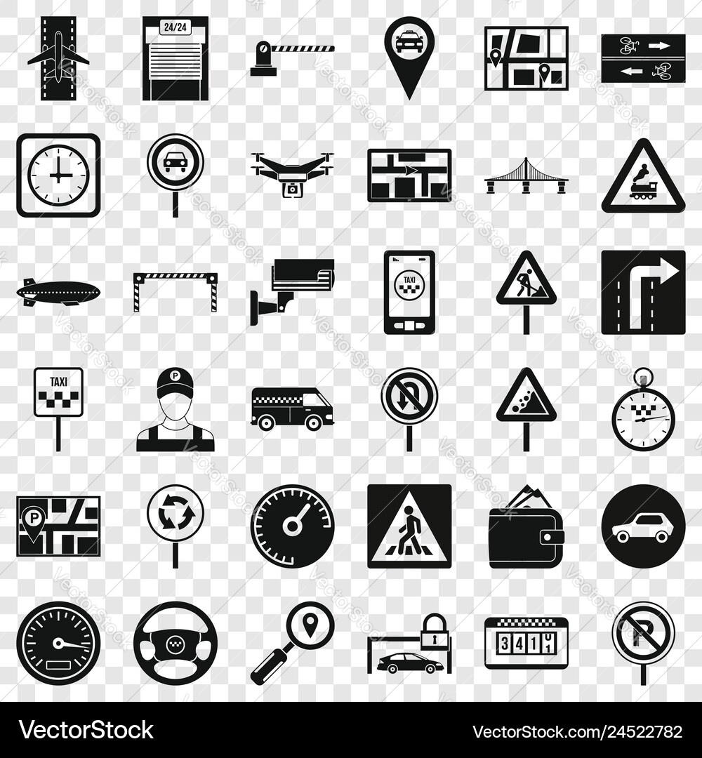 Hard traffic icons set simple style Royalty Free Vector