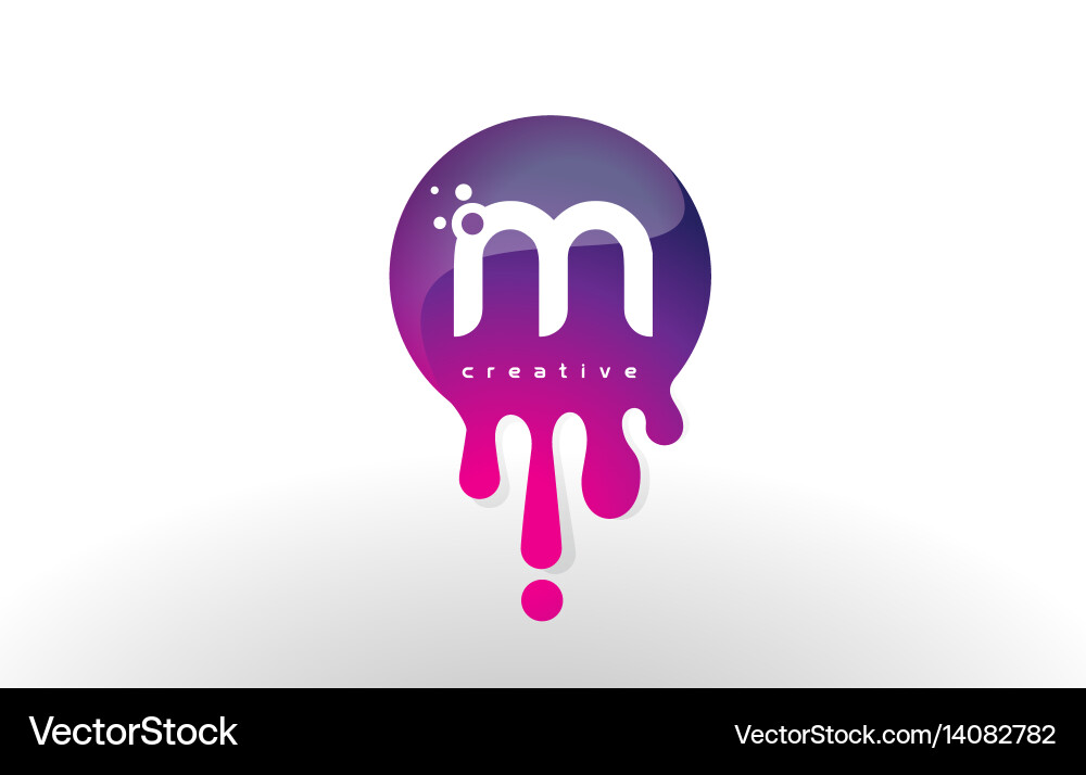 M letter splash logo purple dots and bubbles Vector Image