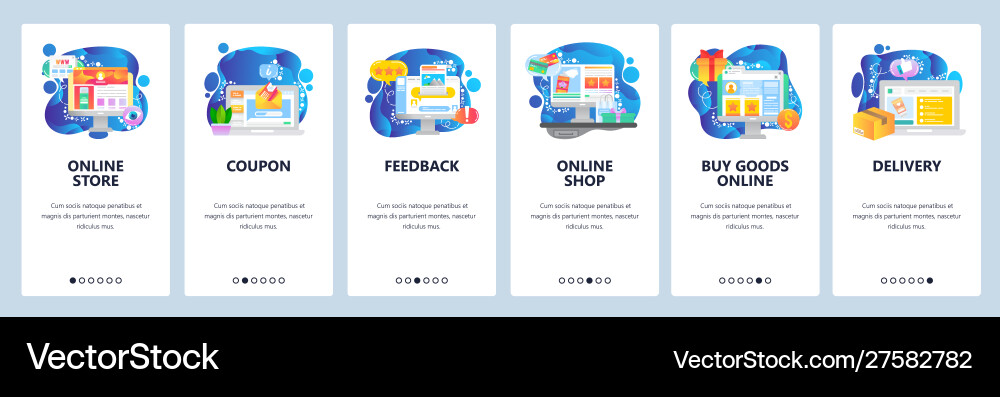 Mobile app onboarding screens online shopping Vector Image