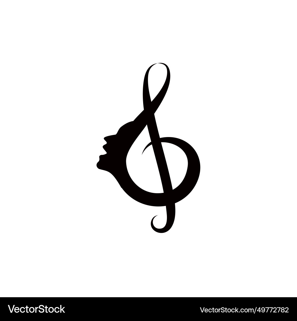Note music treble with female face logo design Vector Image