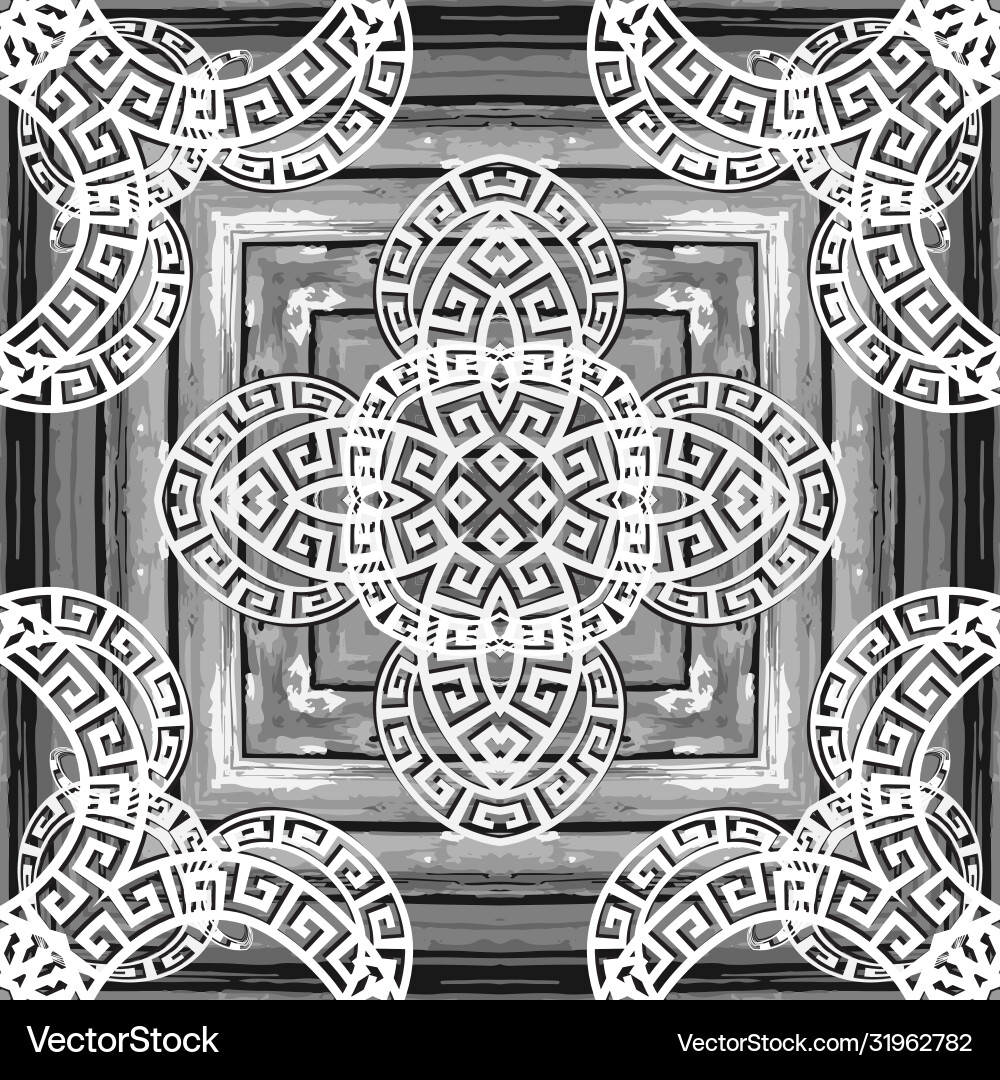 Ornamental wood textured greek seamless pattern Vector Image
