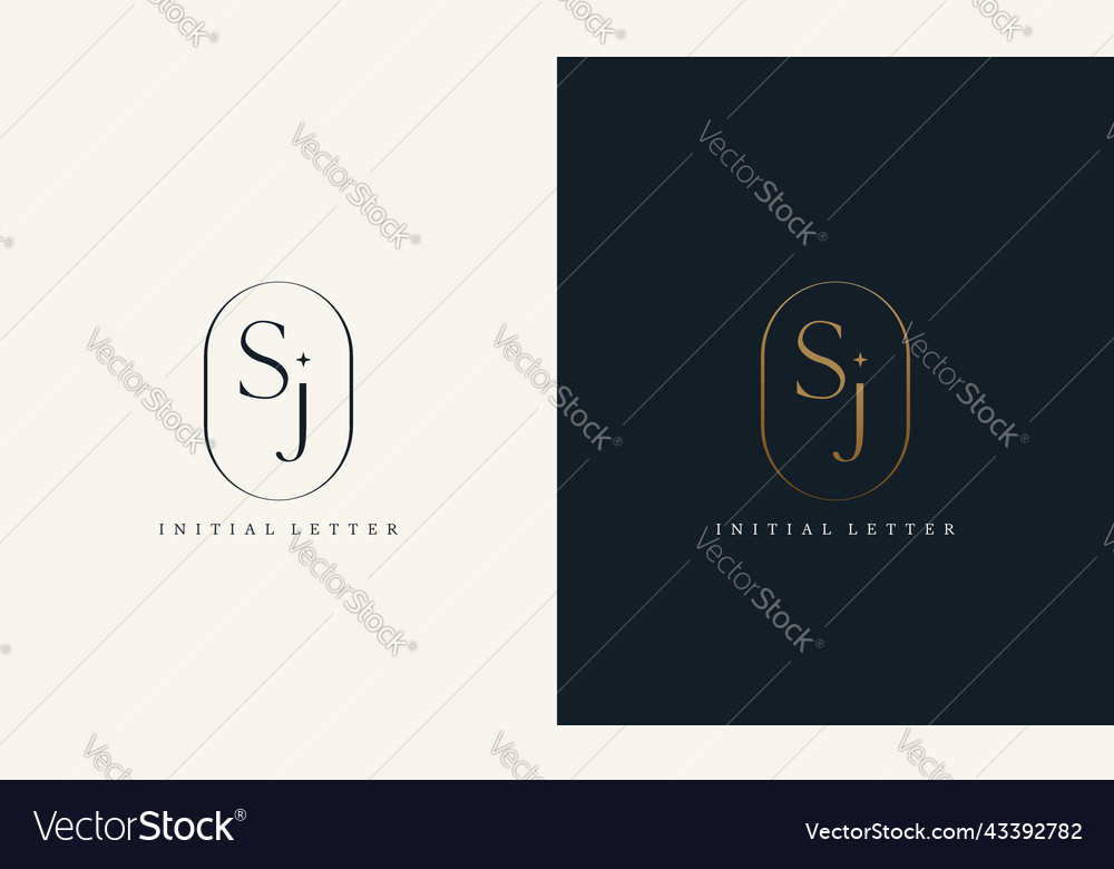 Premium sj logo monogram with gold circle frame Vector Image