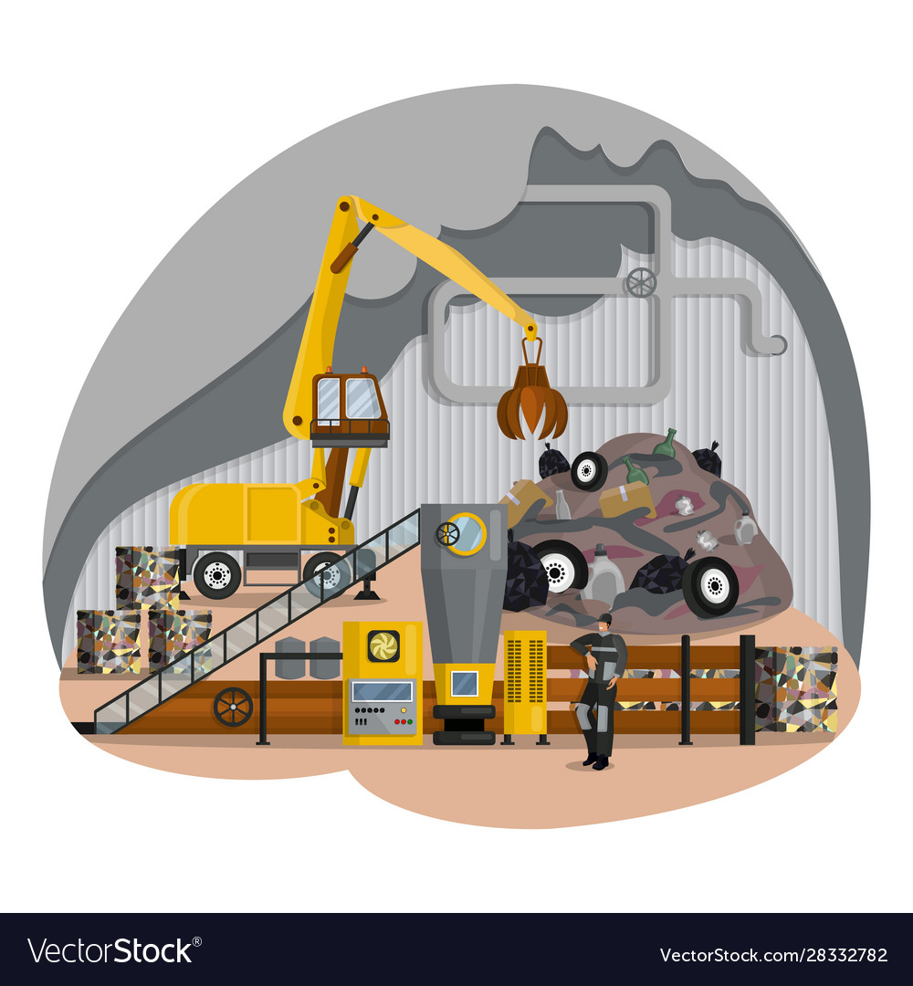 Process compressing garbage before disposal in Vector Image