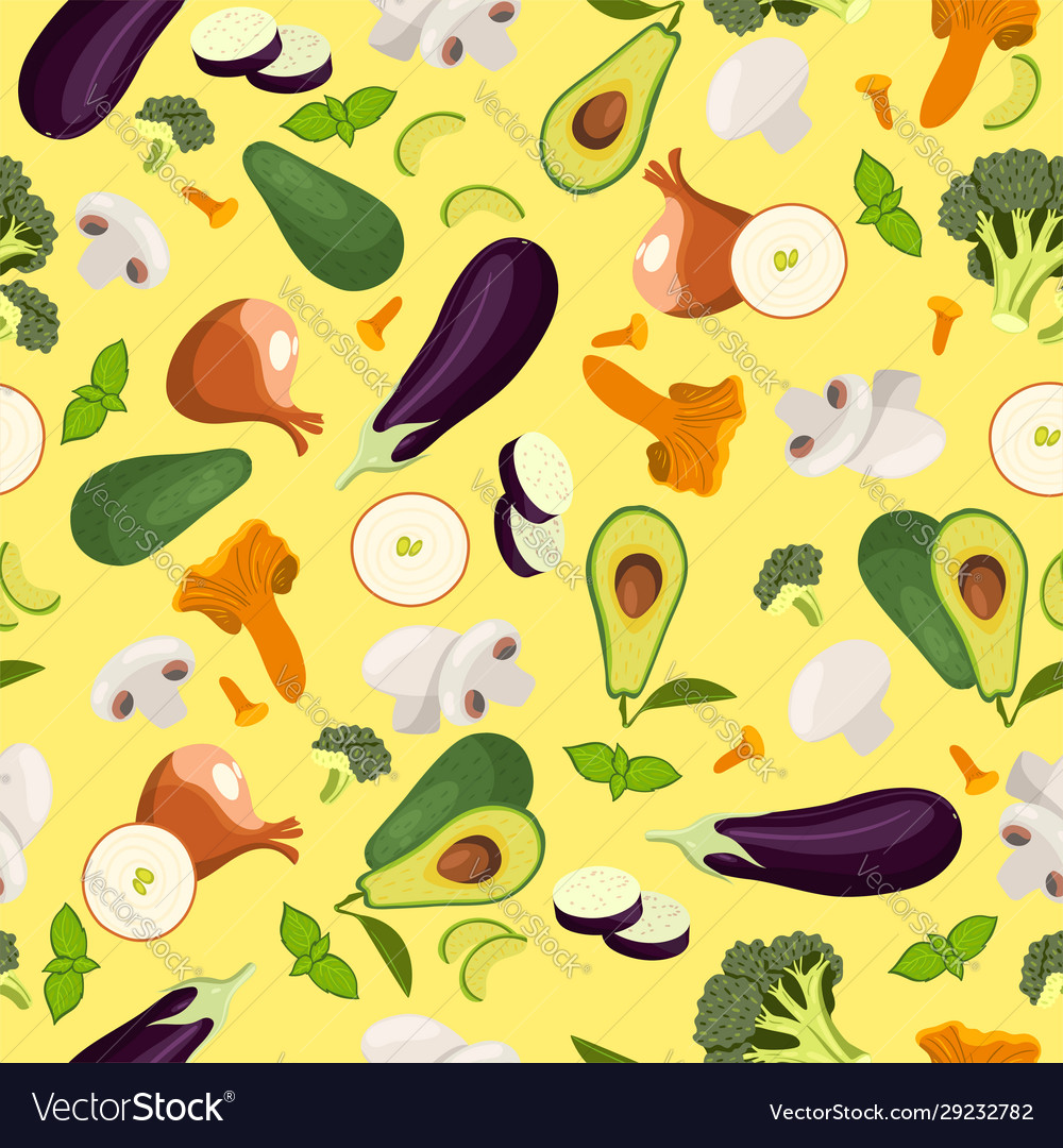 Seamless pattern with different vegetables Vector Image