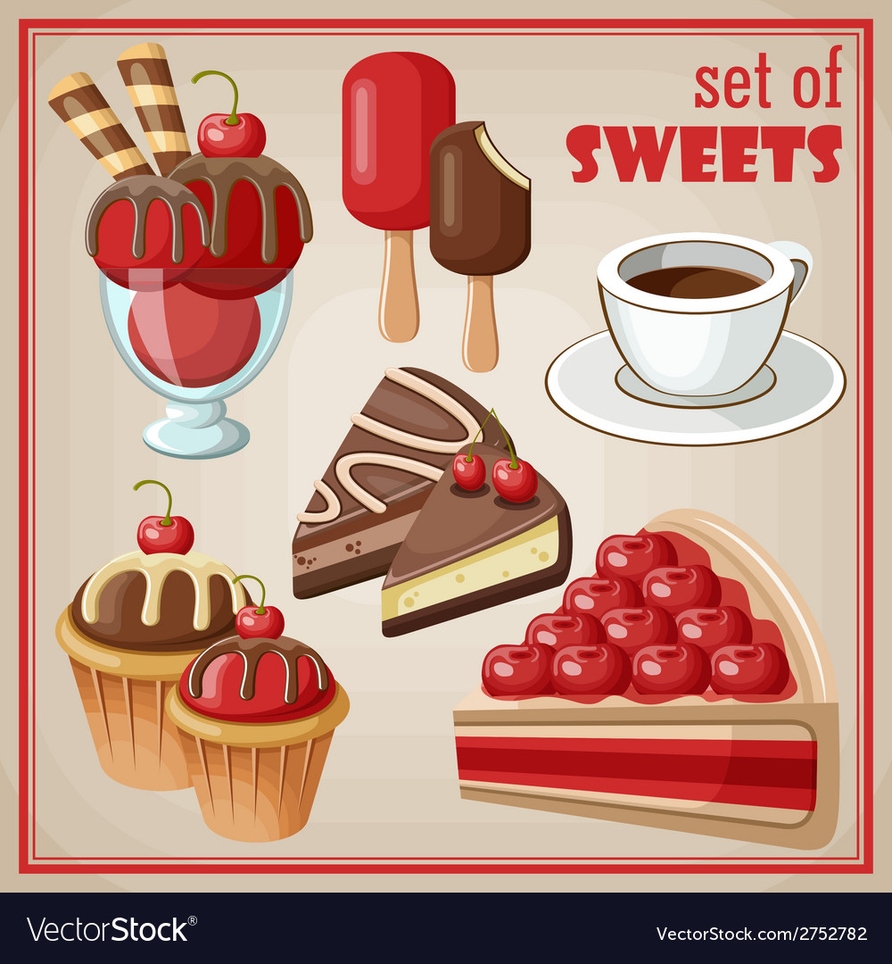 Set of sweets Royalty Free Vector Image - VectorStock