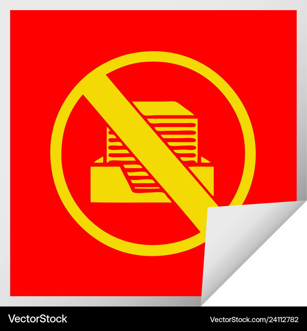 Square peeling sticker cartoon paperless office Vector Image