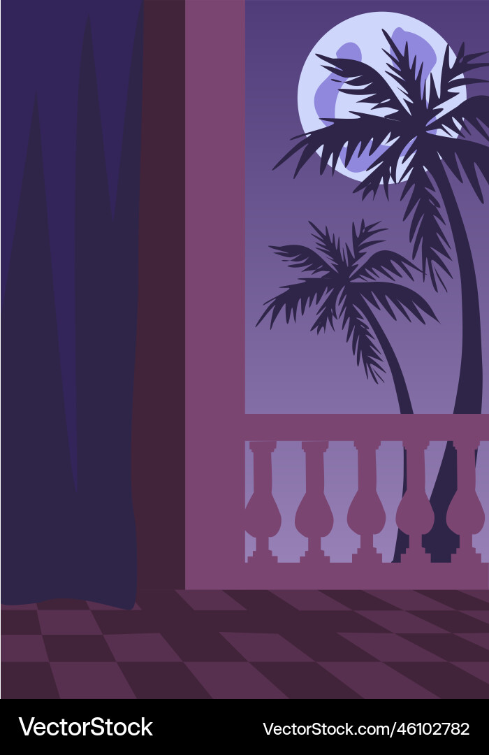 Tropical night on the terrace background Vector Image