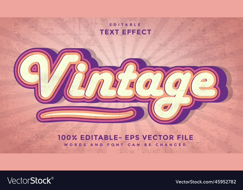 Vintage editable text effect design template Vector Image