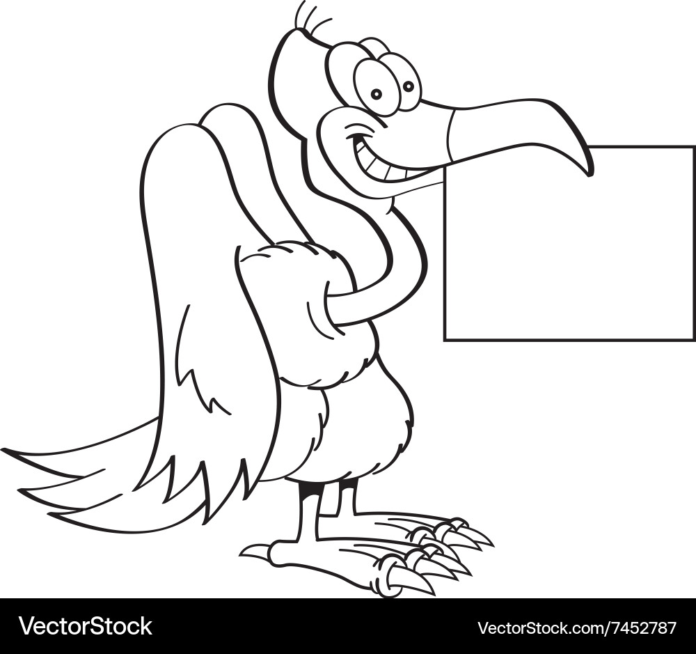 Cartoon buzzard holding a sign Royalty Free Vector Image