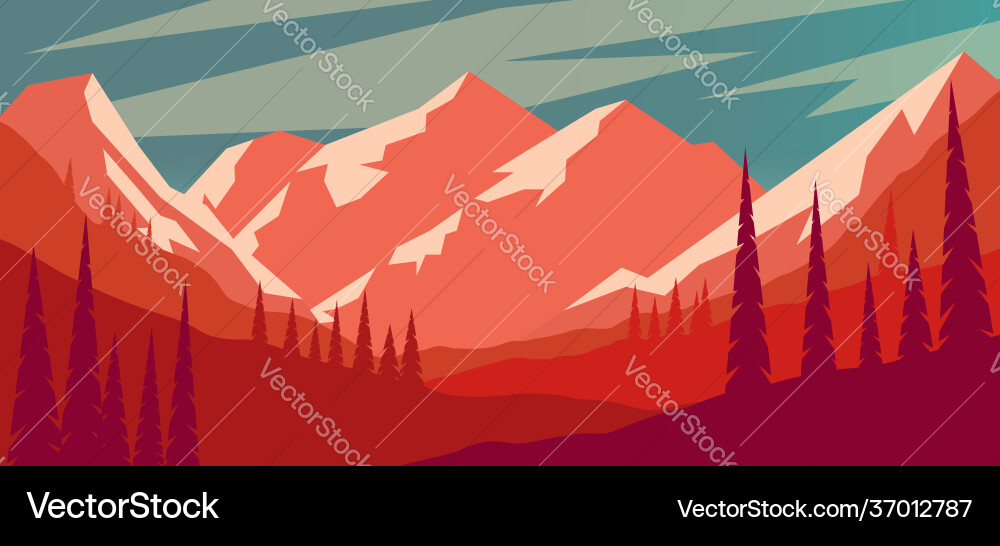 Cartoon mountain landscape in flat style design Vector Image