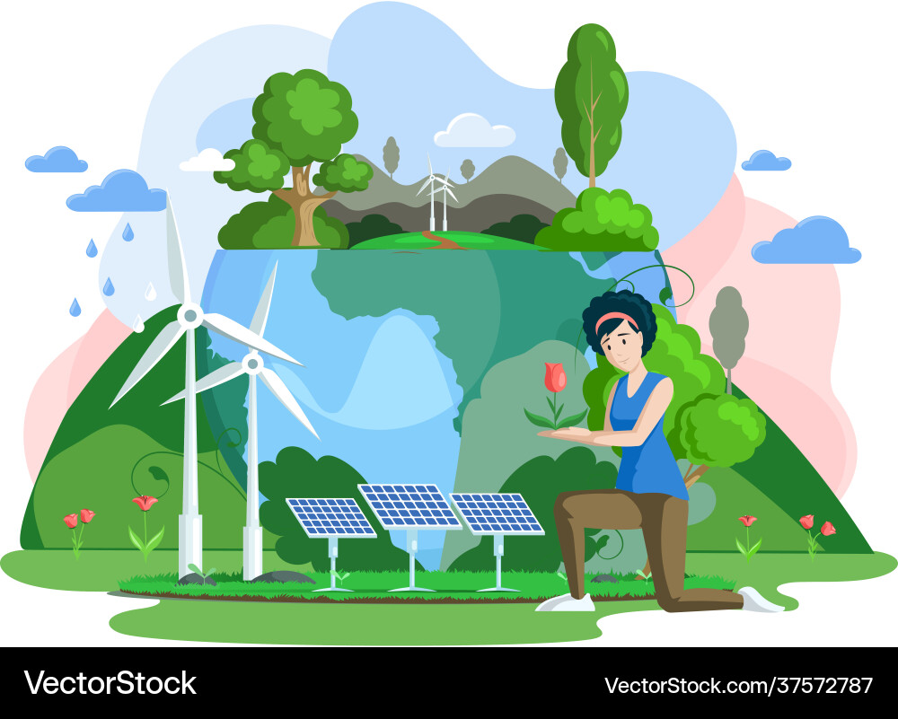 Climate and weather change planet eco friendly Vector Image