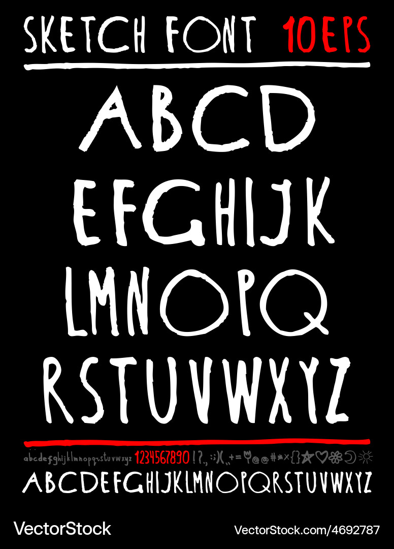 English handwriting alphabet figures Royalty Free Vector