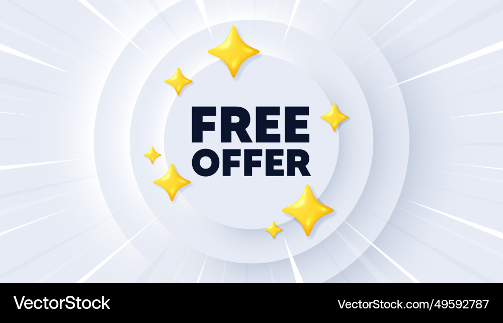 Free offer tag special sign neumorphic Royalty Free Vector