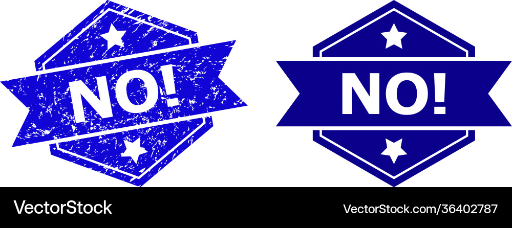 Hexagon no exclamation stamp with unclean style Vector Image