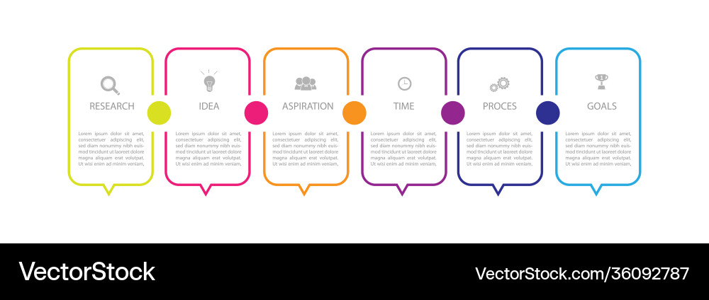 Infographic thin line design with icons and 6 Vector Image