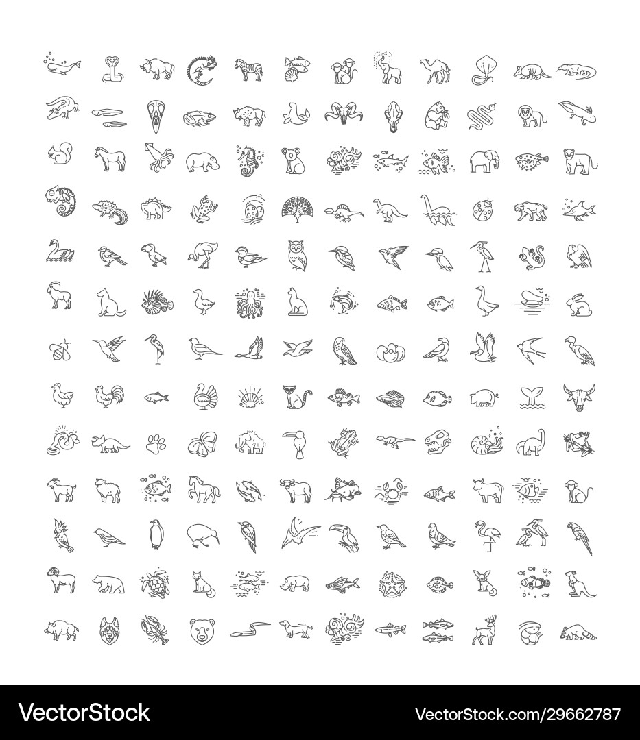 Line animals consepts icons set Royalty Free Vector Image