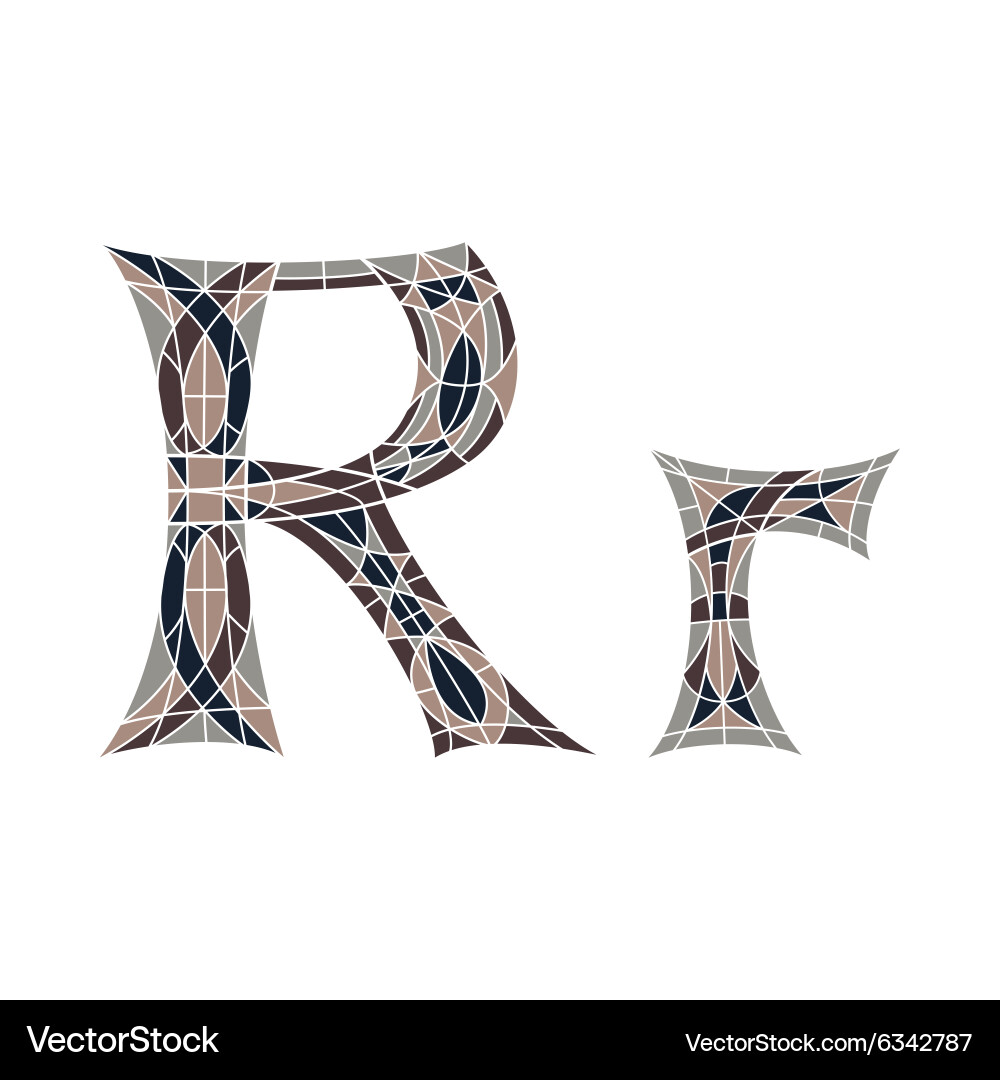 Low poly letter r in brown mosaic polygon Vector Image