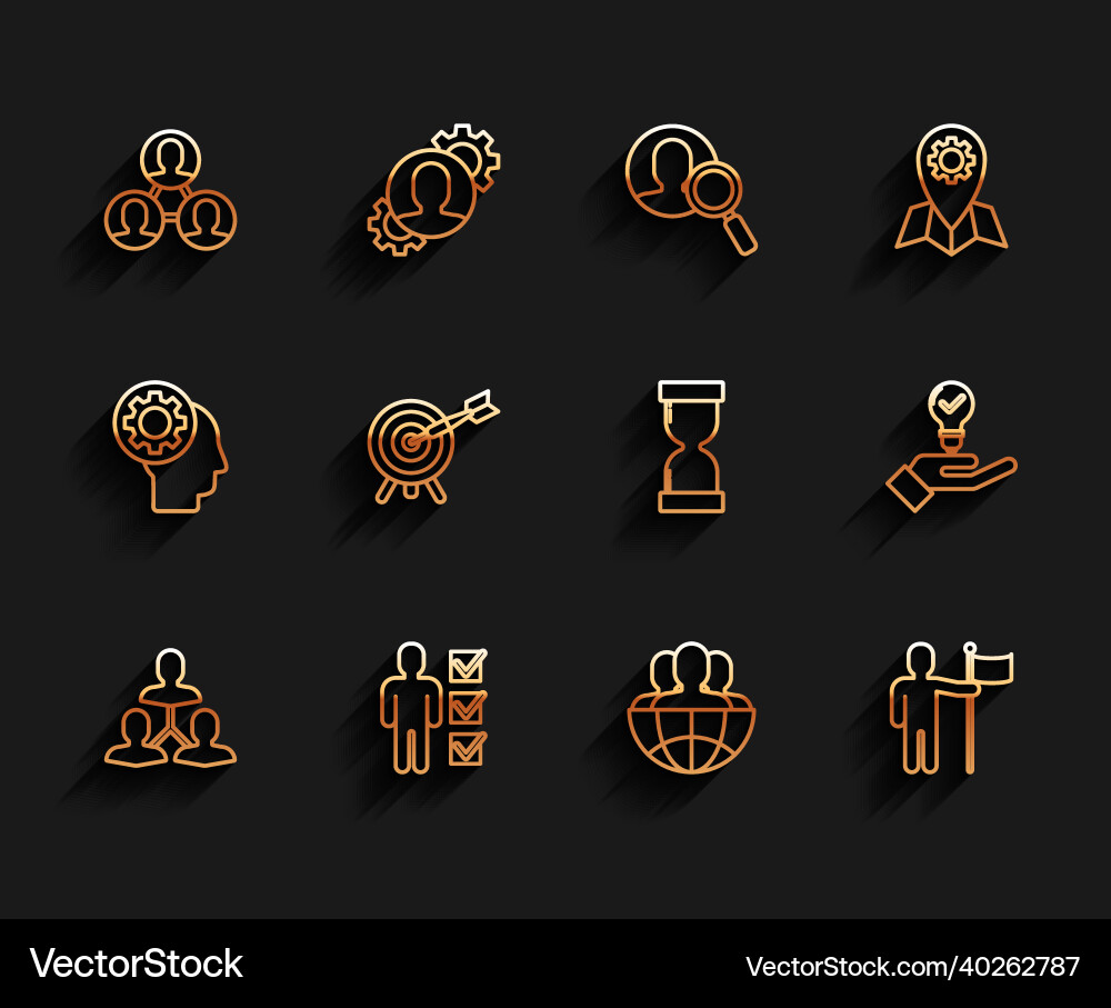 Set line project team base user of man Royalty Free Vector