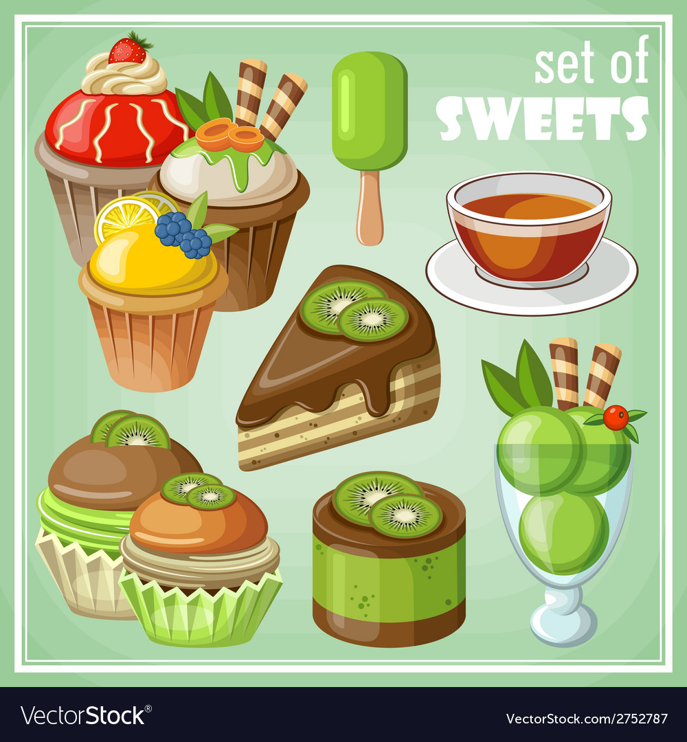 Set of sweets Royalty Free Vector Image - VectorStock