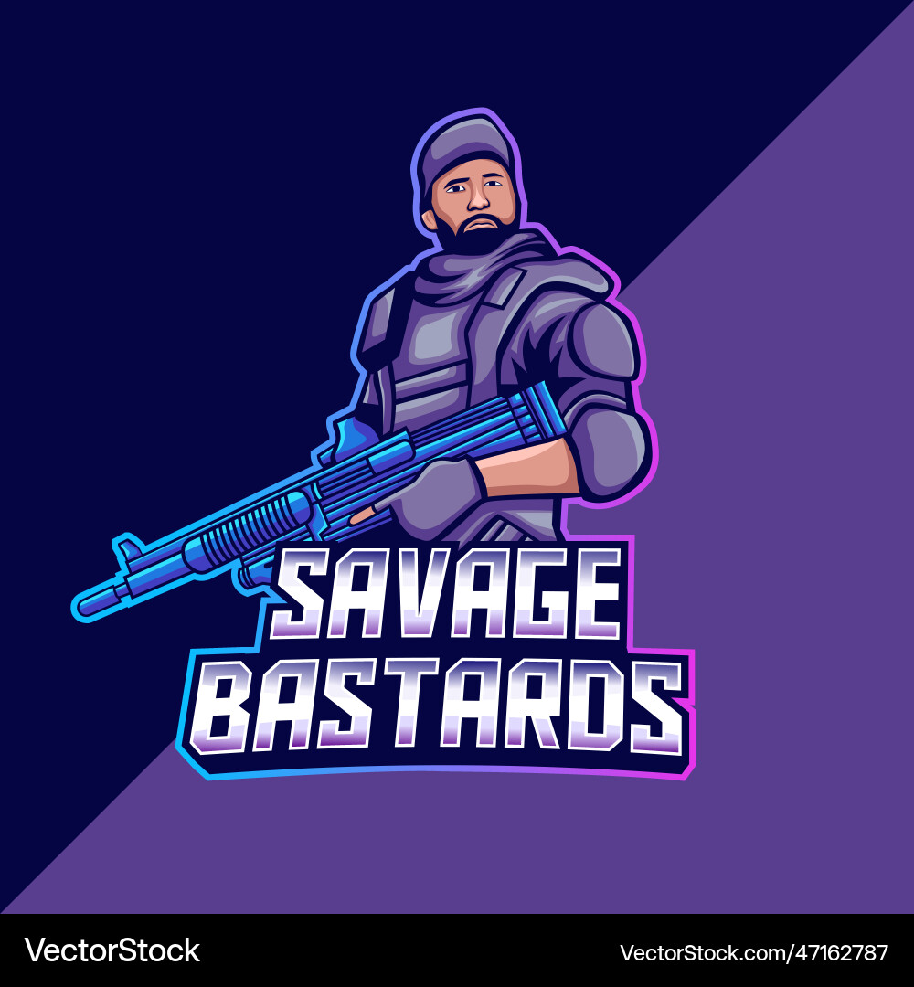 Soldier with gun mascot logo Royalty Free Vector Image