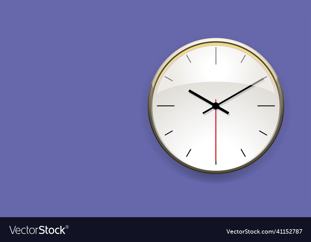 Stylish round clock in a metal frame with black Vector Image