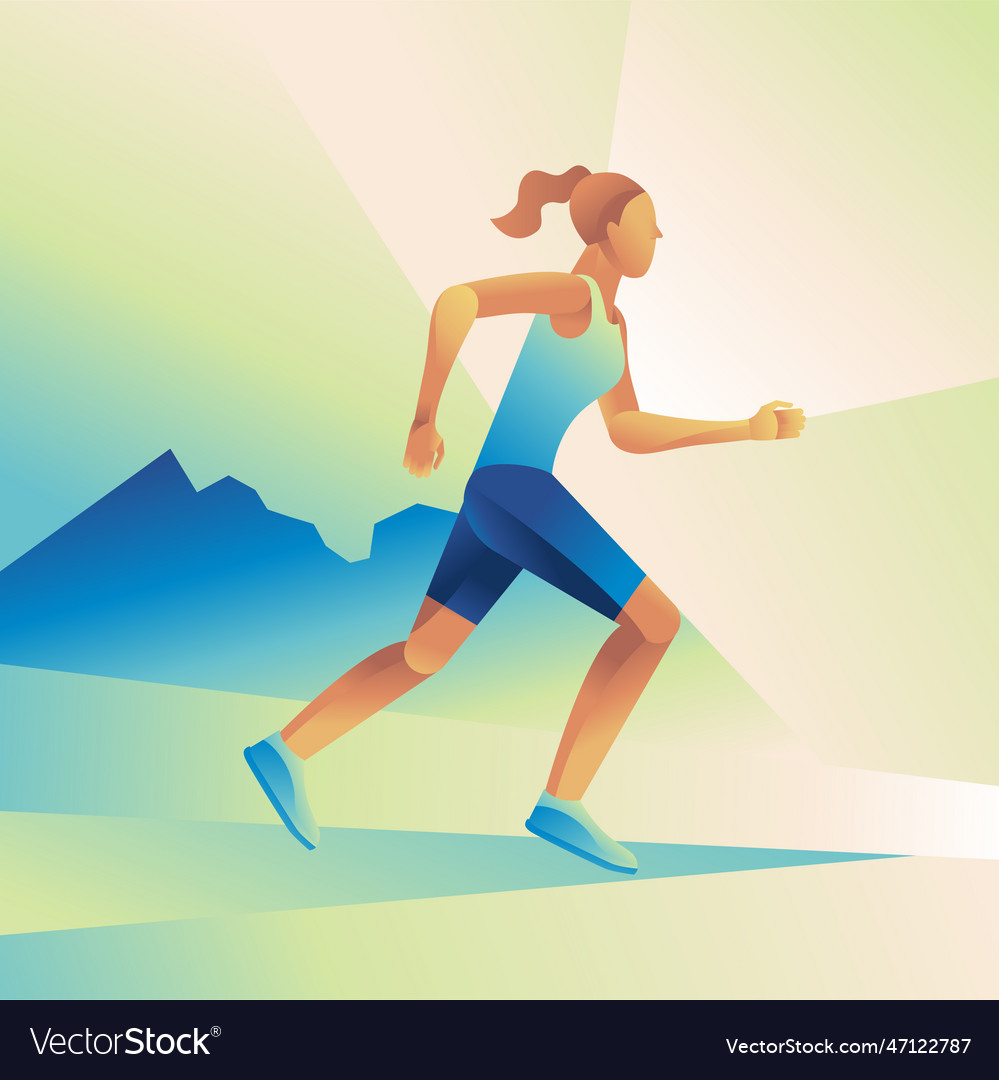 Woman running marathon concept - sport poster Vector Image