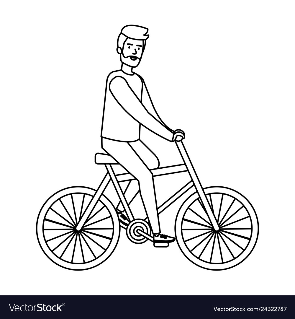 Young man ride bike Royalty Free Vector Image - VectorStock