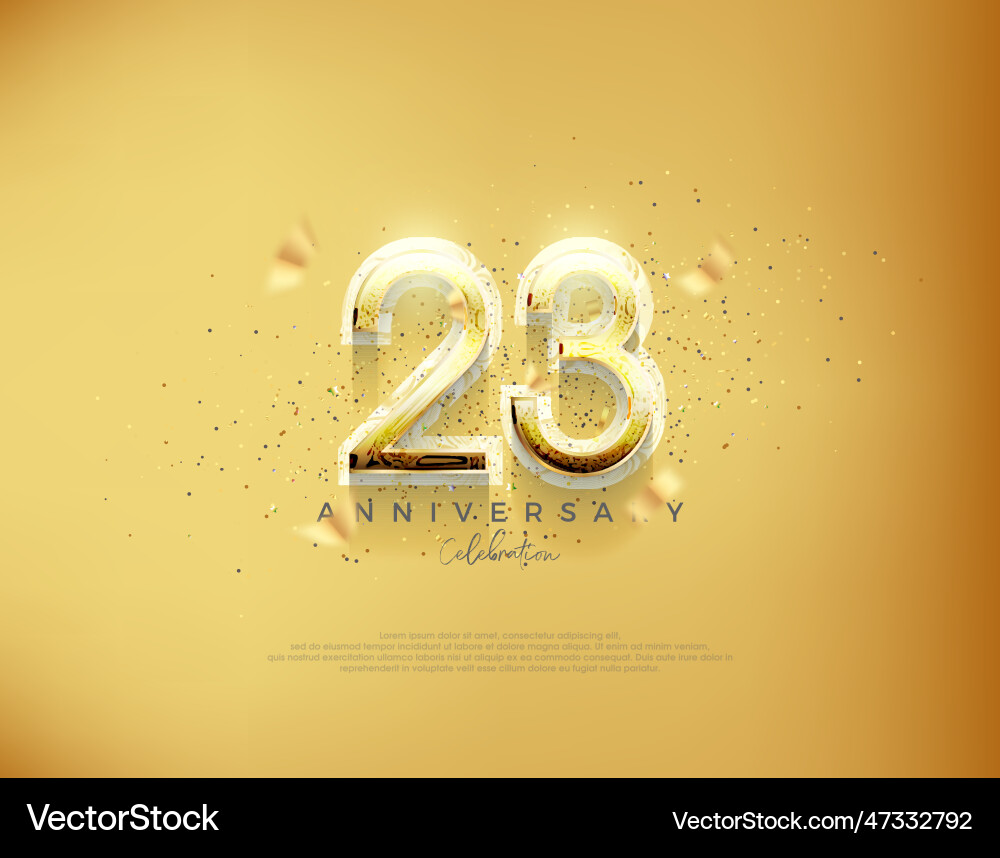23rd anniversary number luxury gold background Vector Image