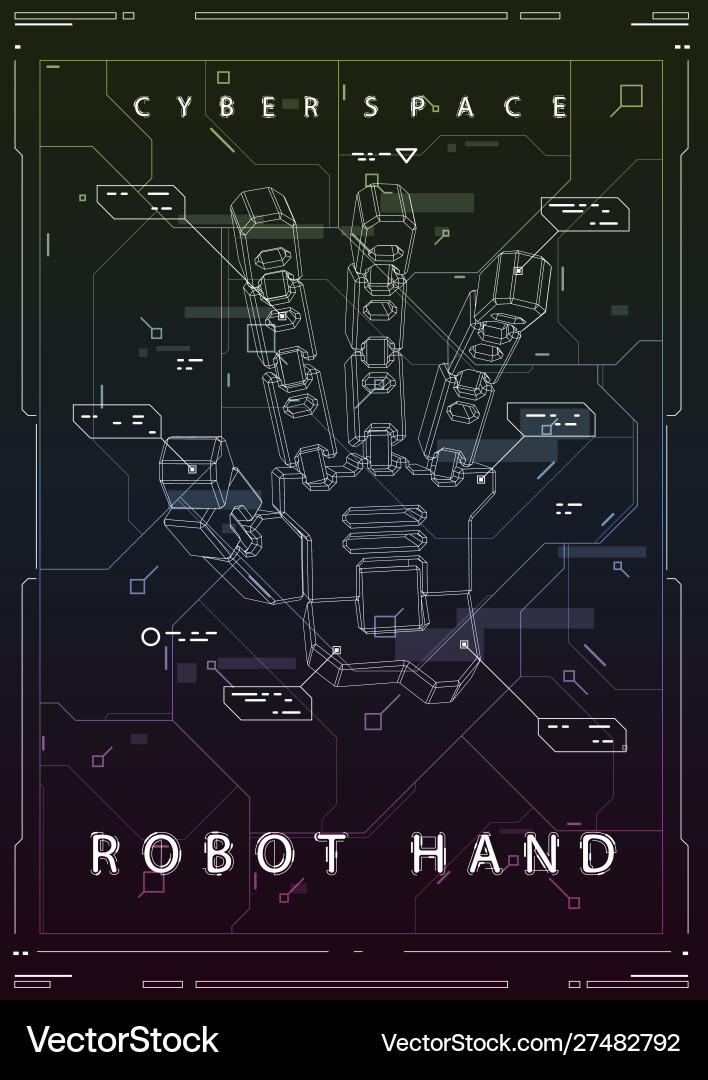 Abstract futuristic poster with robot hand Vector Image