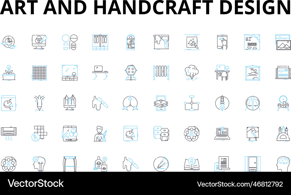 Art and handcraft design linear icons set Vector Image