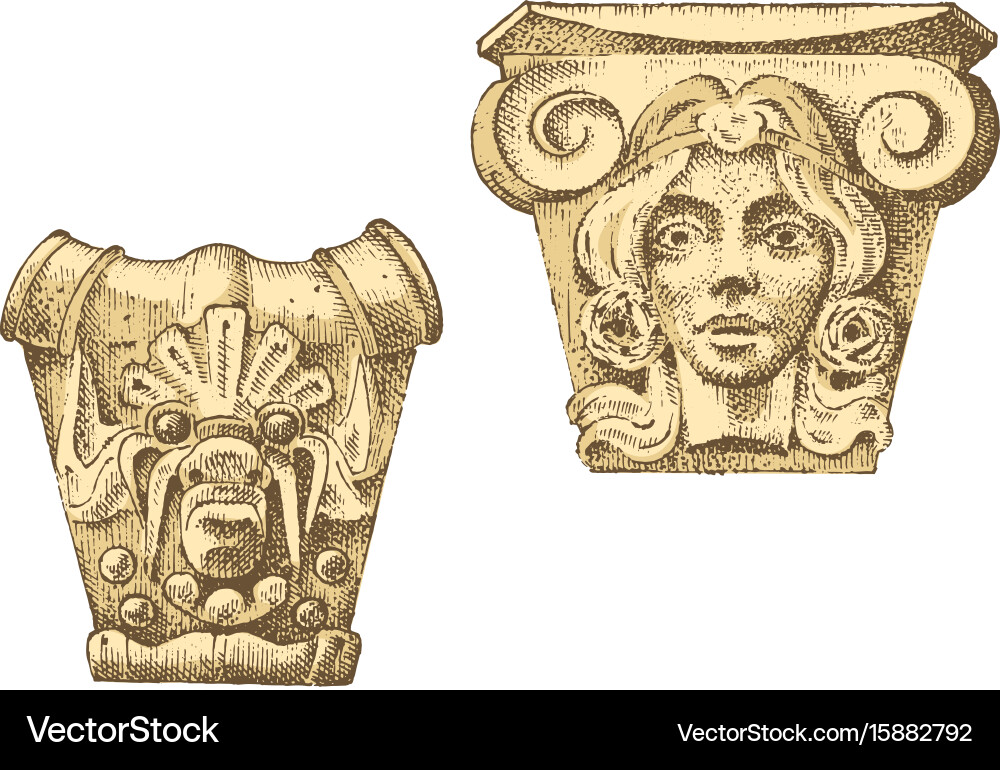 Detail ancient classic building architectural Vector Image